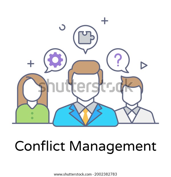Conflict Management Flat Outline Vector Stock Vector (Royalty Free ...
