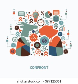 Confront Concept Design On Clean Backgroundvector Stock Vector (Royalty ...