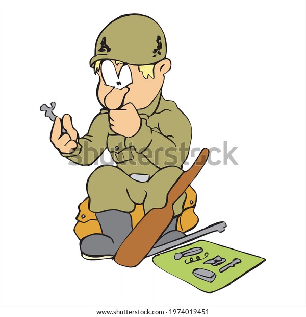 Confuse Soldier Assembling His Rifle Stock Vector (Royalty Free ...