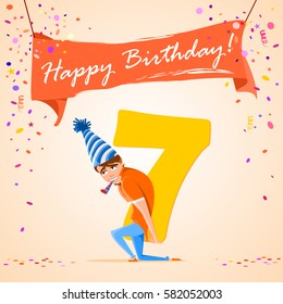 Confused Boy Holding Number 2 On Stock Vector (Royalty Free) 582051928