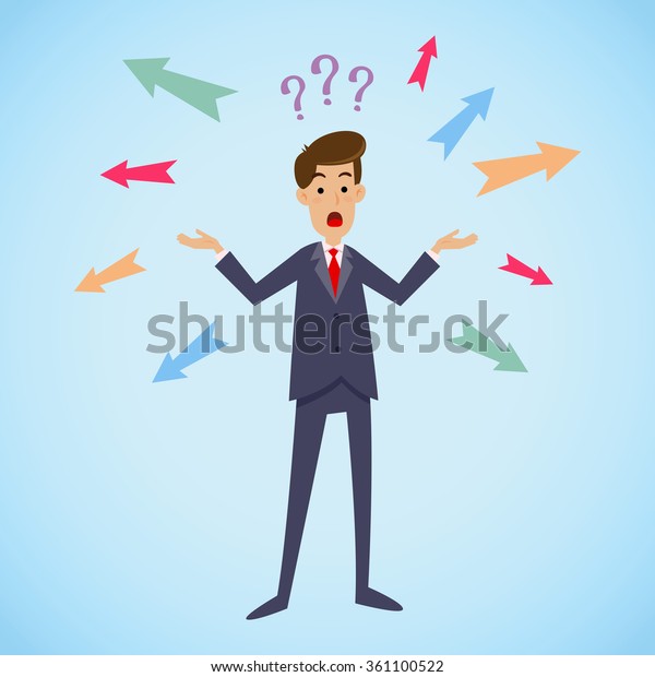 Confused Businessman Choosing Directions Vector Illustration Stock ...