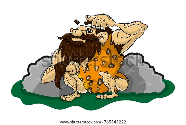 Confused Caveman Scratching Head Cartoon Vector Stock Vector (Royalty ...
