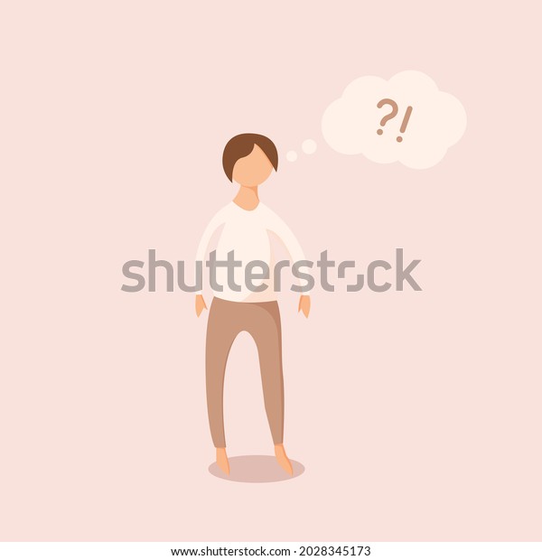 Confused Character Person Thinking Solving Problems Stock Vector ...