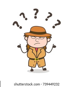Cartoon Confused Detective Vector Character: เวกเตอร์สต็อก (ปลอดค่า ...