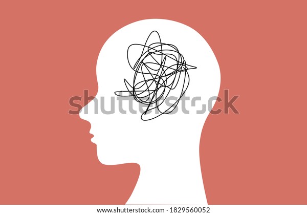 Confused Feeling Concept Illustration Human Head Stock Vector (Royalty ...