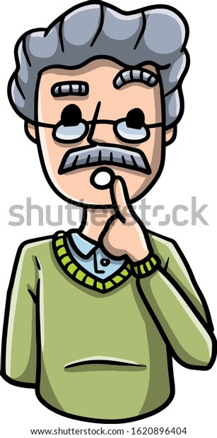 Confused Old Man Doubts Gesture Finger Stock Vector (Royalty Free ...