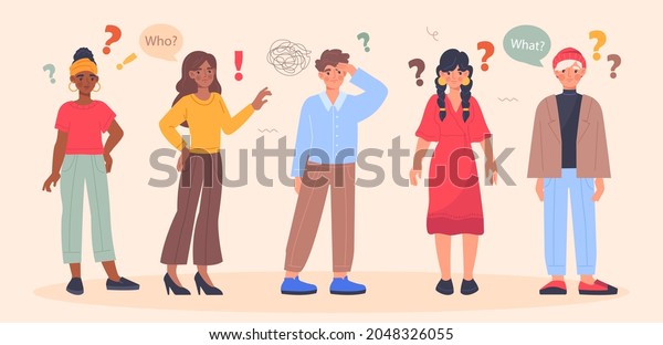 Confused People Concept Ollection Characters Who Stock Vector (Royalty ...