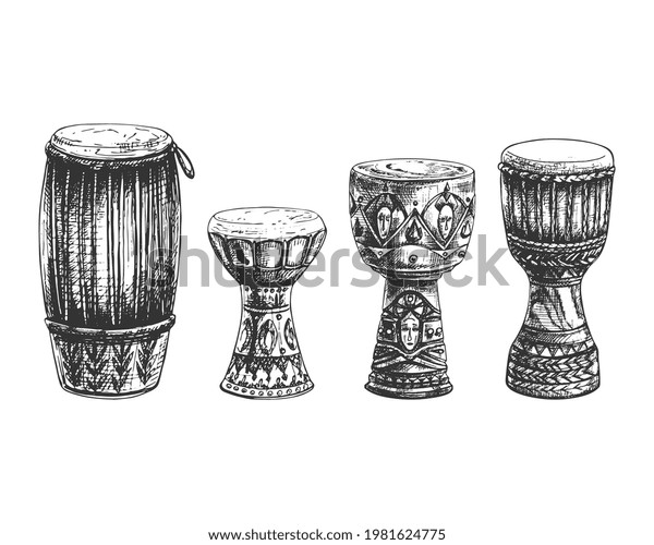 Congas Darbuka Djembe Percussion Set Congo Stock Vector (Royalty Free ...