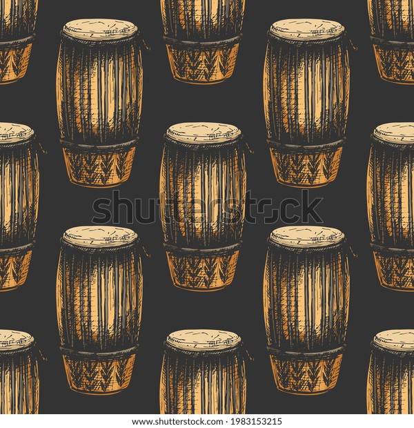 Congas High Cuban Drum Percussion Instrument Stock Vector (Royalty Free ...