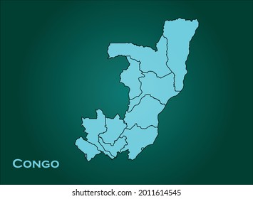 Congo Map Cyan Color On Green Stock Vector (Royalty Free) 2011614545 ...