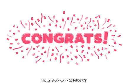 Congrats Banner Confetti Vector Illustration Flat Stock Vector (Royalty ...