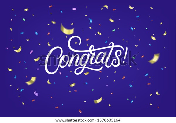 Congrats Hand Written Lettering Text Colorful Stock Vector (Royalty ...