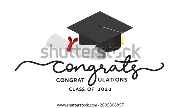 Congrats Handwriting Calligraphy Class 2022 Flat Stock Vector (Royalty ...