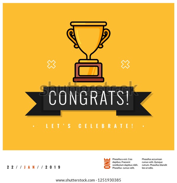Congrats Lets Celebrate Card Trophy Illustration Stock Vector (Royalty ...