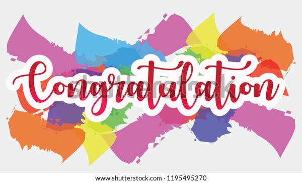 Congratulation Abstract Background Lettering Handwritten Vector Stock ...