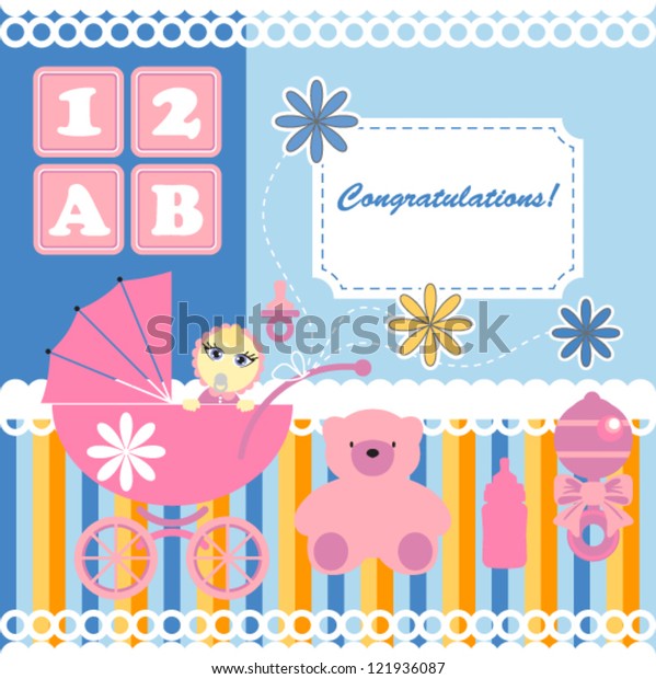 Congratulation Card Baby Toys Stock Vector (Royalty Free) 121936087 ...