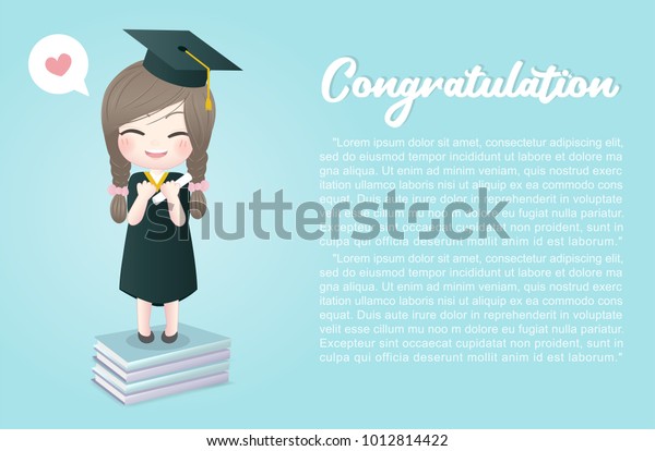Congratulation Card Cute Girl Standing On Stock Vector (Royalty Free ...