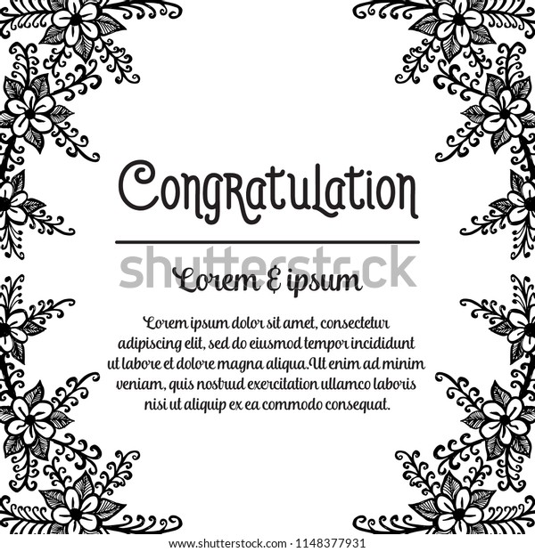 Congratulation Greeting Card Flower Hand Draw Stock Vector (Royalty ...