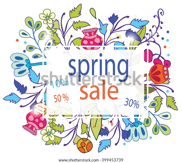 Congratulationcontour Line Colorful Spring Background Card Stock Vector ...