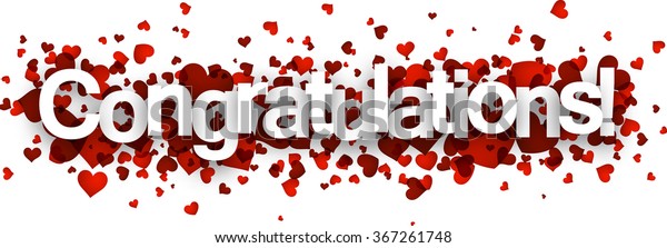 Felicitaciones, señal 3d con corazones rojos.: vector de stock (libre ...