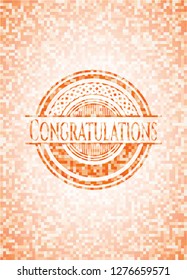 Congratulations Abstract Orange Mosaic Emblem Background Stock Vector ...