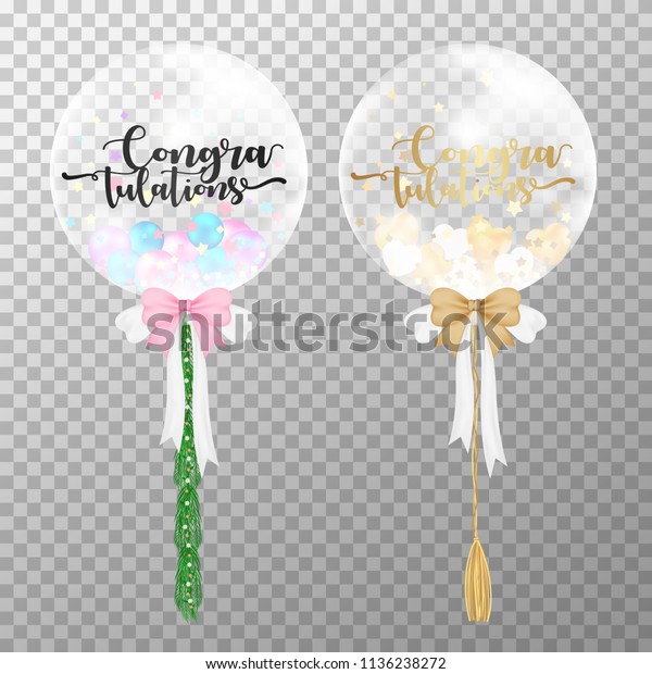 Congratulations Balloons On Transparent Background Realistic Stock ...