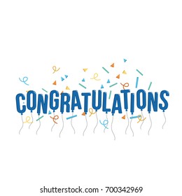 Congratulations Banner Confetti Vector Illustration Flat Stock Vector ...