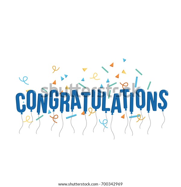 Congratulations Banner Confetti Vector Illustration Flat Stock Vector ...