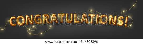 Congratulations Banner Gold Letters Led Garland Stock Vector (Royalty ...