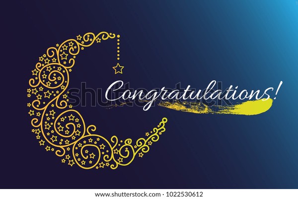 Congratulations Beautiful Greeting Card Moon Star Stock Vector (Royalty ...