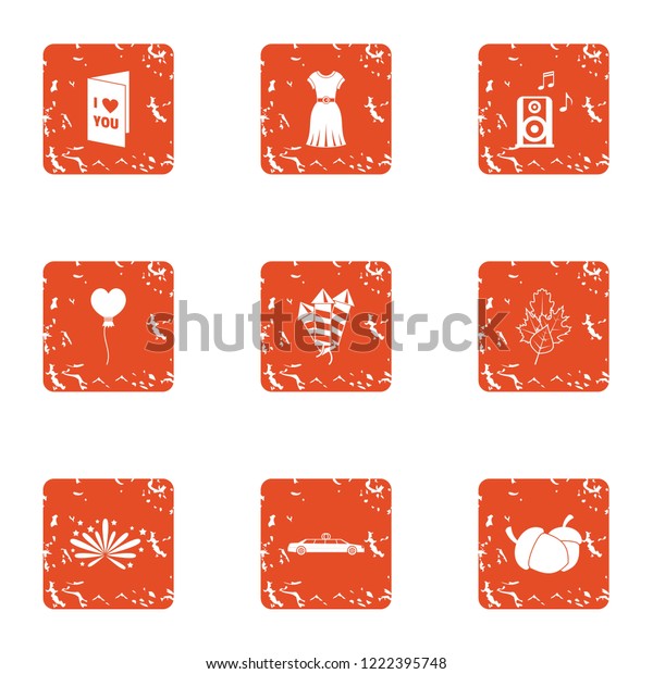Congratulations Beloved Icons Set Grunge Set Stock Vector (Royalty Free ...