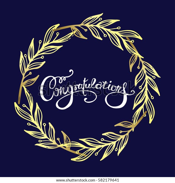 Congratulations Calligraphy Floral Decor Hand Written Stock Vector ...