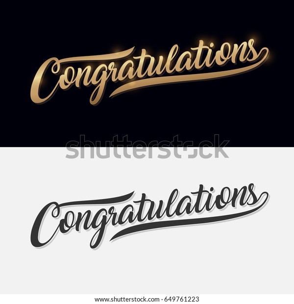 Congratulations Calligraphy Lettering Handwritten Phrase Gold: เวกเตอร์ ...