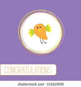 Congratulations Card Cute Orange Bird Vector Stock Vector (Royalty Free ...