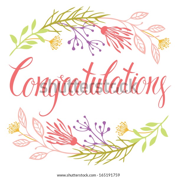 Congratulations Card Flowers Calligraphy 库存矢量图（免版税）165191759 | Shutterstock