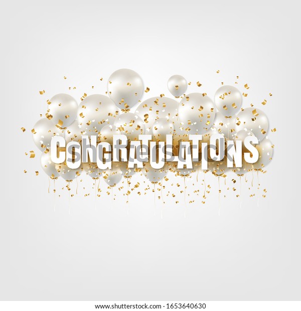 Congratulations Card White Balloons White Background Stock Vector ...