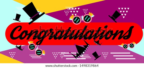 Congratulations Colorful Banner Square Frame Photo Stock Vector ...