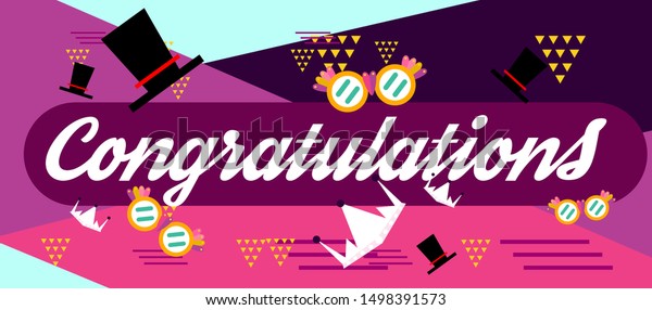Congratulations Colorful Banner Square Frame Photo: เวกเตอร์สต็อก (ปลอด ...