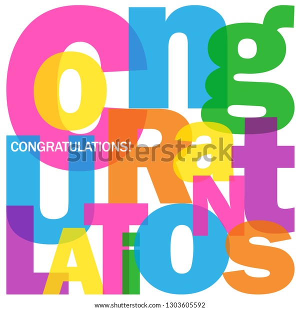 Congratulations Colorful Typography Card Stock Vector (Royalty Free ...