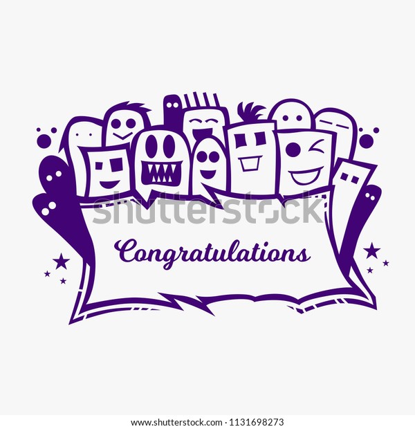 Congratulations Doodle Art Vector Template: vector de stock (libre de ...