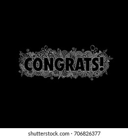 Congratulations Doodle Vector Illustration Word Congrats Stock Vector ...