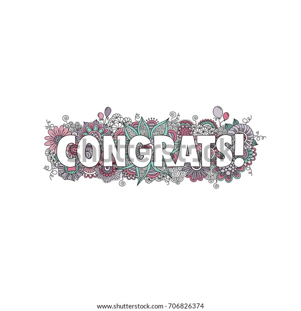Congratulations Doodle Vector Illustration Word Congrats: vetor stock ...