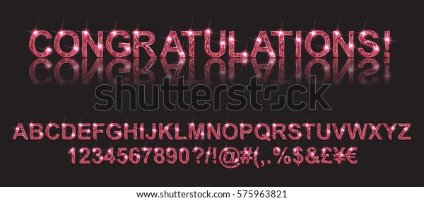 Congratulations Gold Red Alphabetic Fonts Numbers Stock Vector (Royalty ...