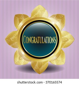 Congratulations Golden Emblem Badge Stock Vector (Royalty Free ...