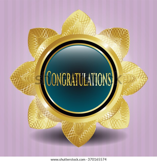 Congratulations Golden Emblem Badge Stock Vector (Royalty Free ...