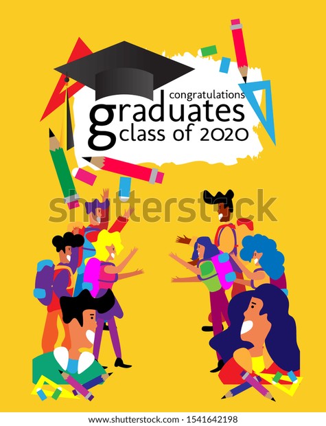 Congratulations Graduates Class 2020 Graphics Elements 스톡 벡터(로열티 프리 ...