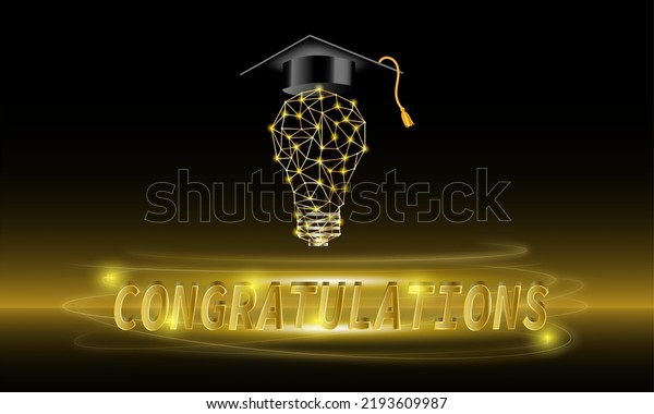 Congratulations Graduation Light Bulb Symbol Gold: เวกเตอร์สต็อก (ปลอด ...