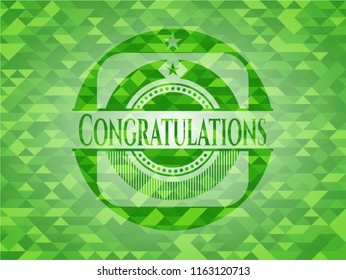 Congratulations Green Emblem Mosaic Background Stock Vector (Royalty ...