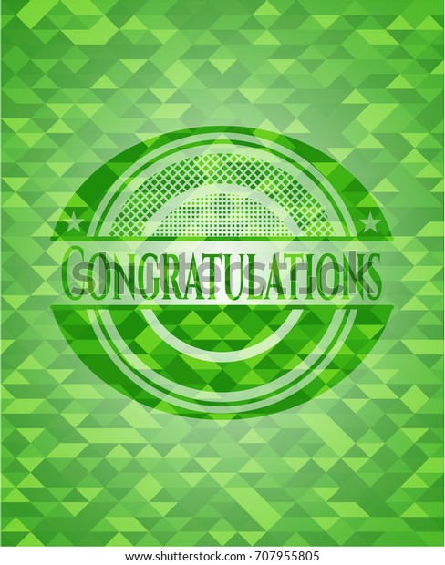 Congratulations Green Emblem Triangle Mosaic Background Stock Vector ...