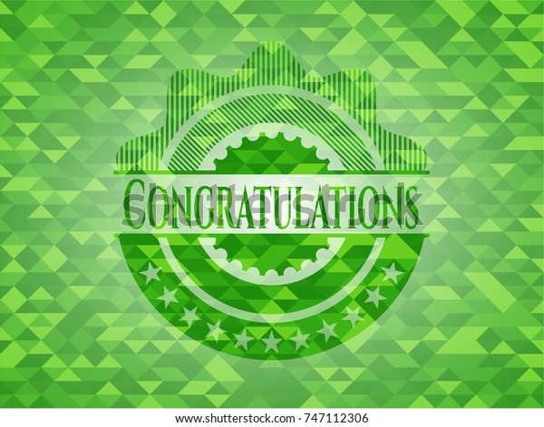 Congratulations Green Emblem Triangle Mosaic Background Stock Vector ...